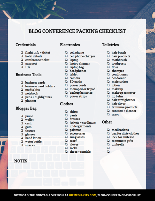 blog-conference-packing-list - Hip Media Kit Templates